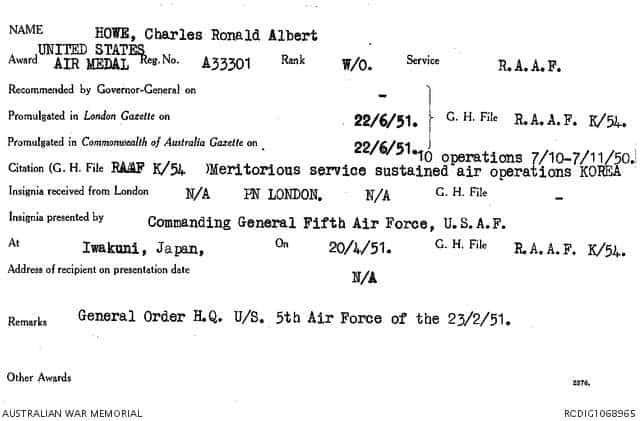 Charles Howe: From RIAF Pilot to Korean War Hero with RAAF